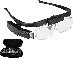 Amazon.co.jp: ROWCES LEDライト付き4.5X拡大鏡ヘッドセット虫眼鏡ヘッドマウントジュエリールーペ拡大鏡複数のレンズ付き2 LEDライトクラフト用時計時計電子機器修理 ...