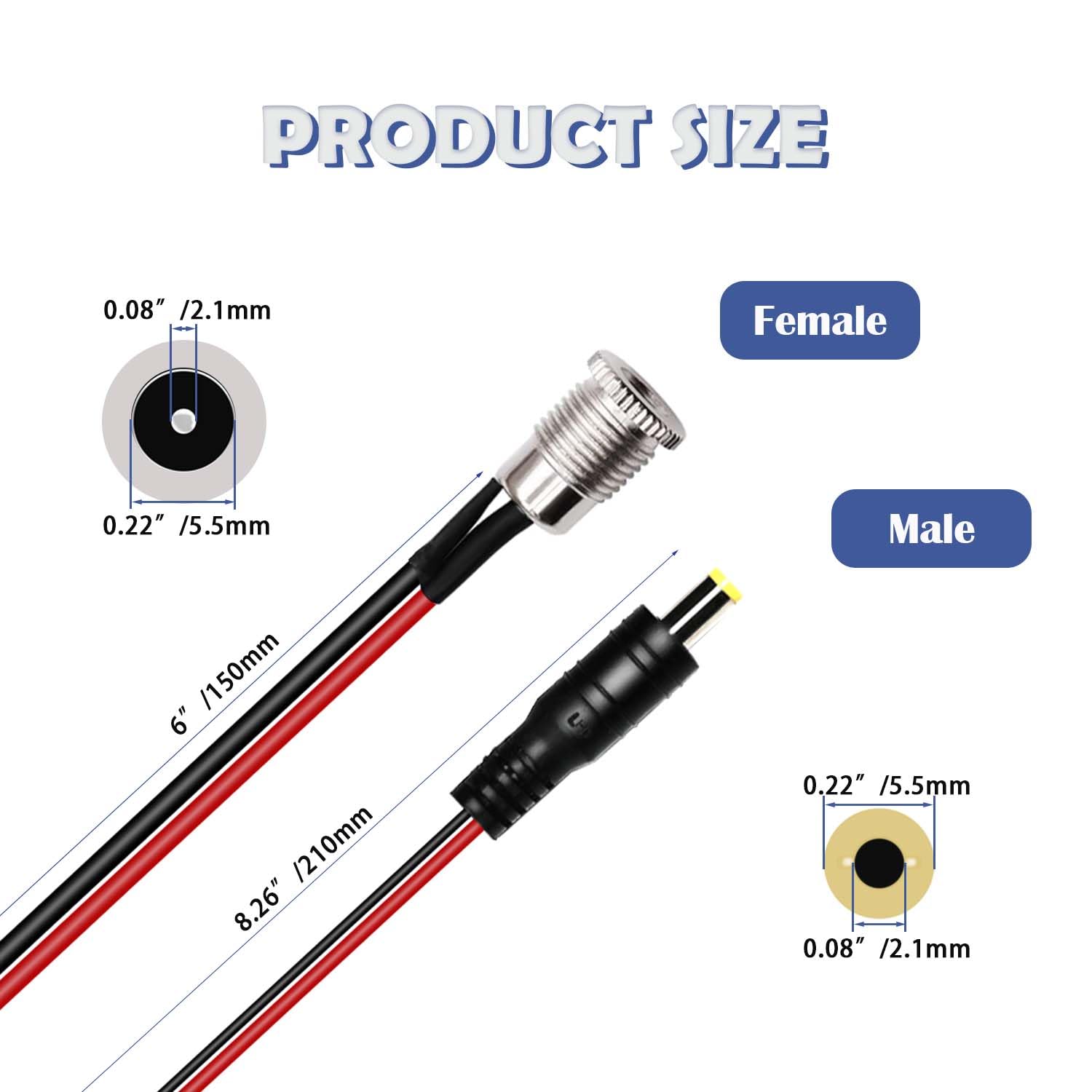 Snapklik.com : Tugermoola 6 Sets 5.5 X 2.1mm DC Power Jack Threaded ...