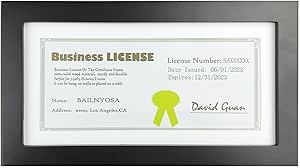 Amazon.com: bailnyosa 5x10 Inch Black Solid Wood Business License Frame ...