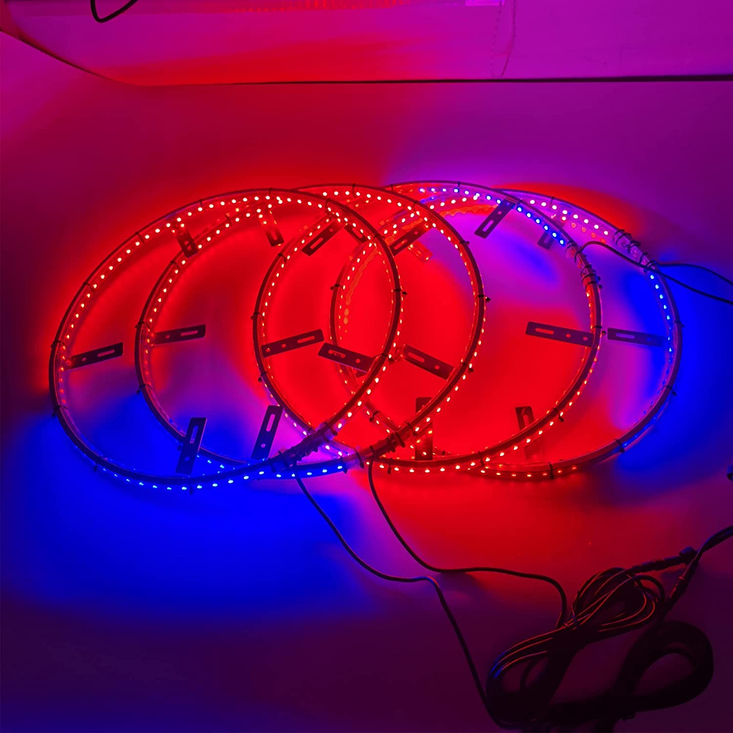 4Pcs 15.5in Double Row RGB Rim Lights,576 LEDs Dream Chasing Colors ...