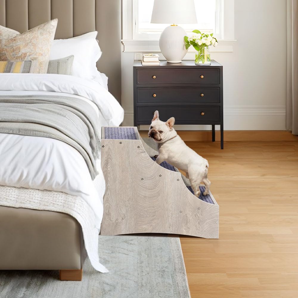 Snapklik.com : Unipaws Dog Stairs For High Bed 20" H, 3-Step Dog Steps ...