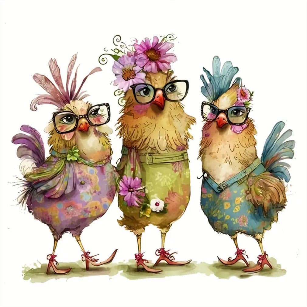 Amazon.com: KYOQFVN Hen Chicken Cross Stitch Kits, 11CT Counted Cross ...