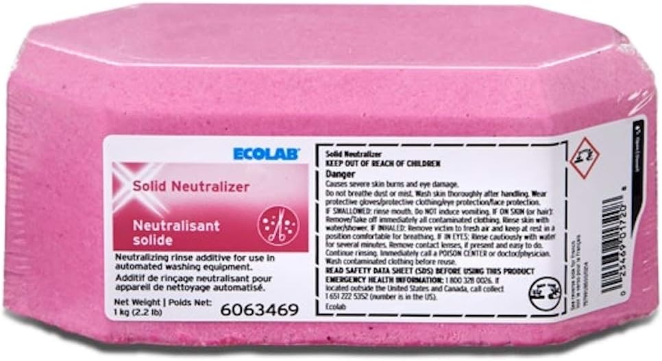 Amazon.com: Ecolab Solid Neutralizer Rinse Additive 2.2 LB Block ...