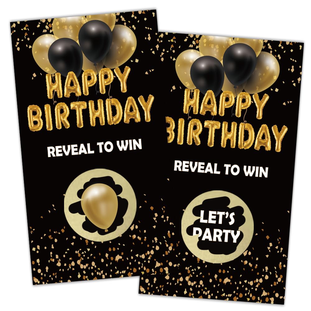 Amazon.com : REWIDPARTY Happy Birthday Party Scratch Off Game Cards（32 ...