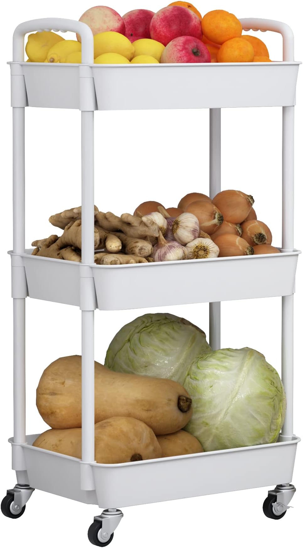 Amazon.com: JIUYOTREE 3-Tier Rolling Storage Cart Utility Cart with ...