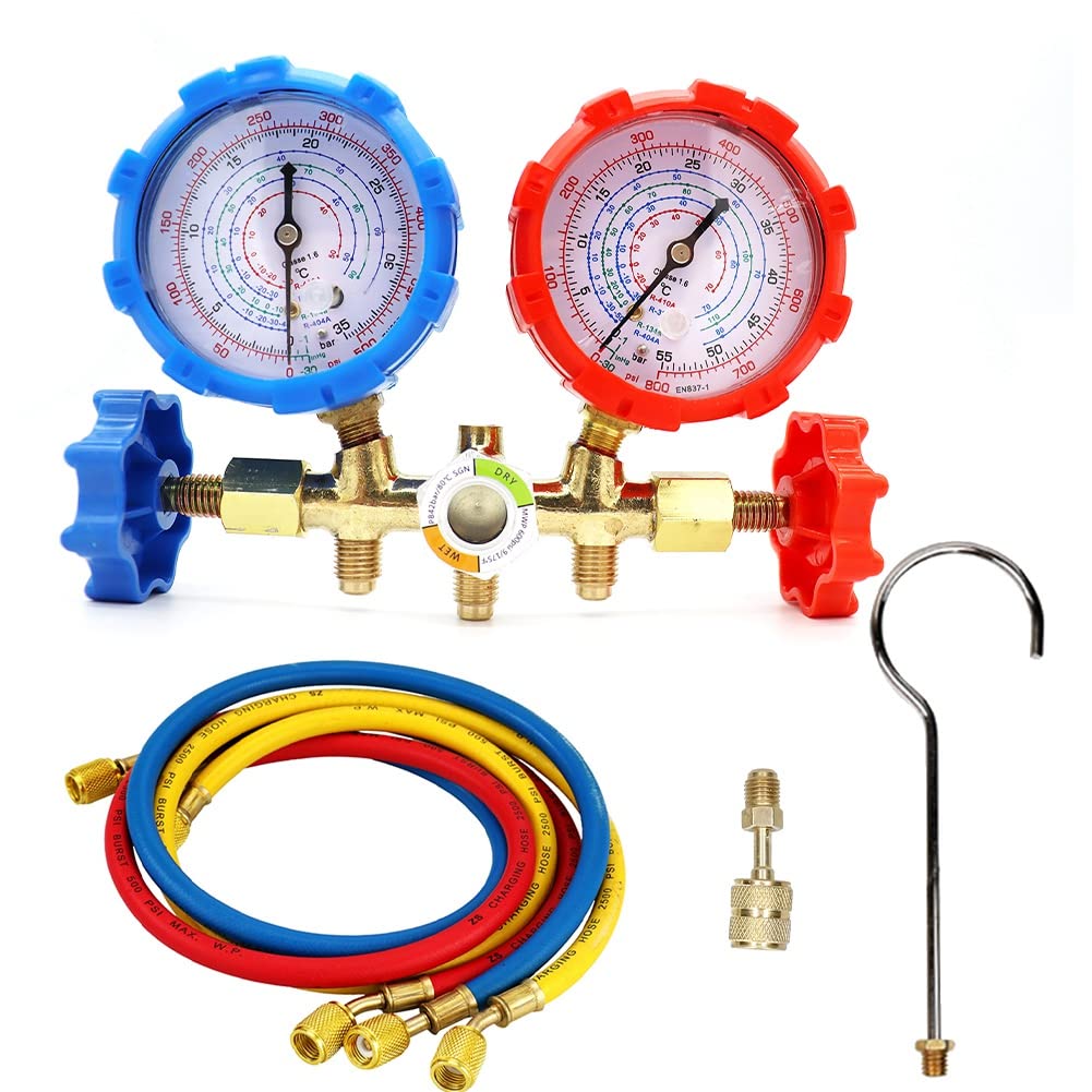 Otueidnsy R410A 3-Wege-AC-Diagnose-Manometer-Set für Freon-Aufladung ...