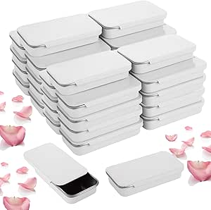 Amazon.com: MUXHEL 100 Pcs Slide Top Tin Containers, Gloss White ...