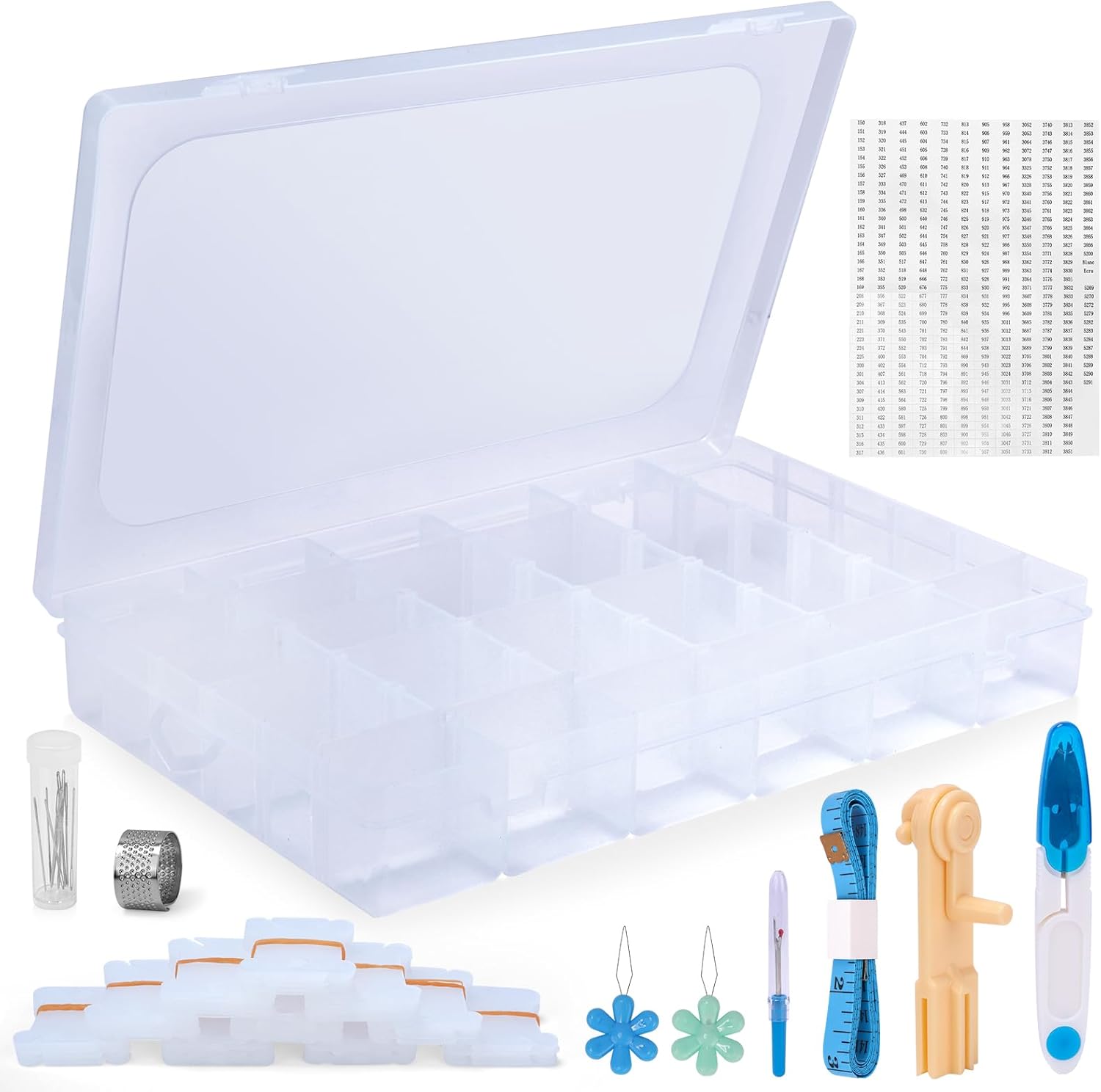 Amazon.com: Caydo 36 Grids Removable Embroidery Floss Organizer Box ...
