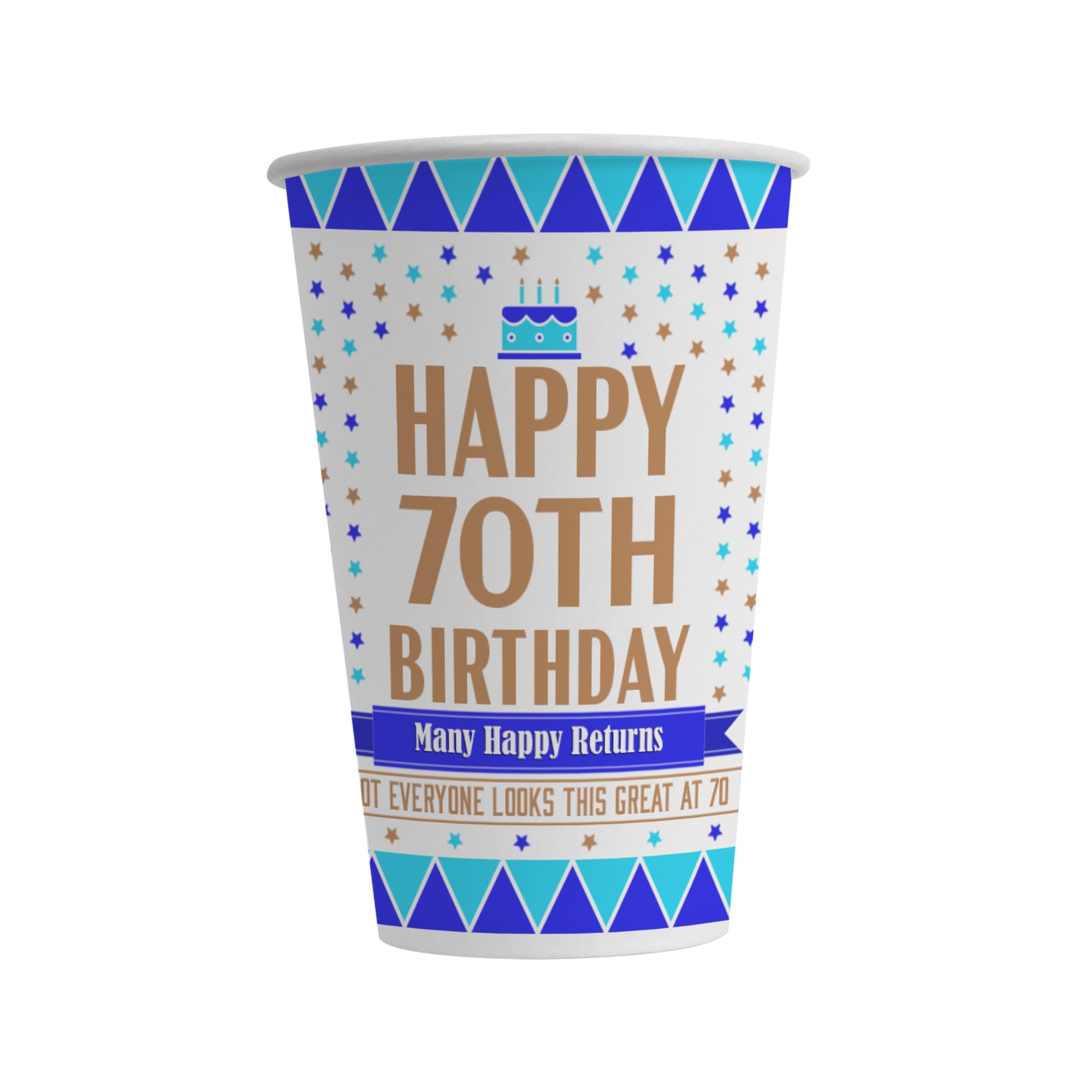 70th Birthday Paper Cups 24 Pack - 12 Oz (300 ml) Cup for Hot and Cold ...