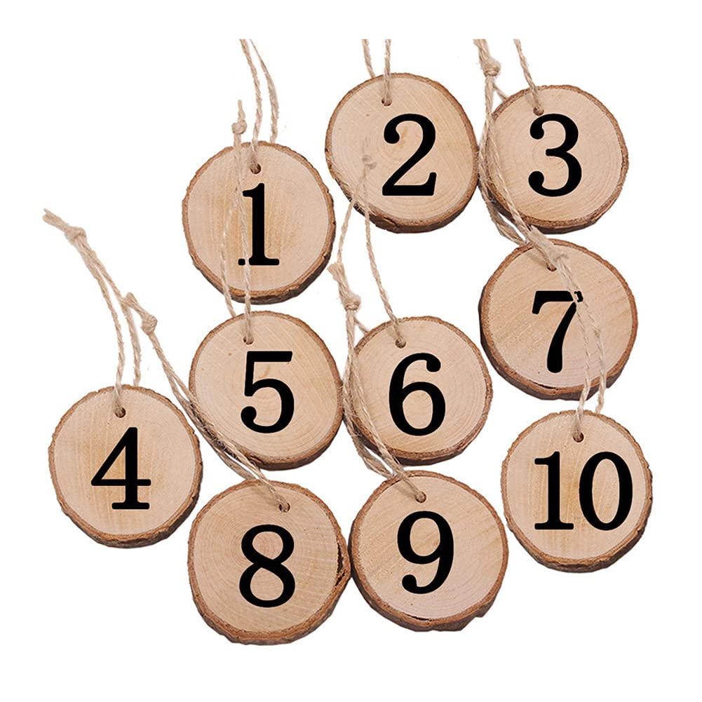 Amazon.com: esowemsn 10pcs 1-10 Wooden Table Numbers Round Hanging Wood ...