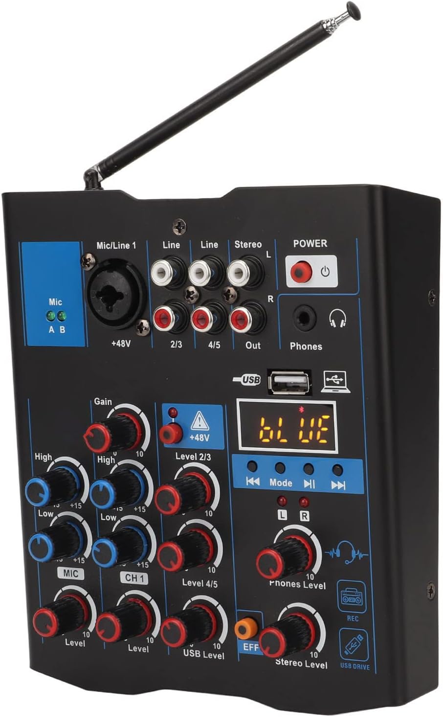 USB Bluetooth Mixing Board, Dual Microphone Mixer VHF Antenna Long ...