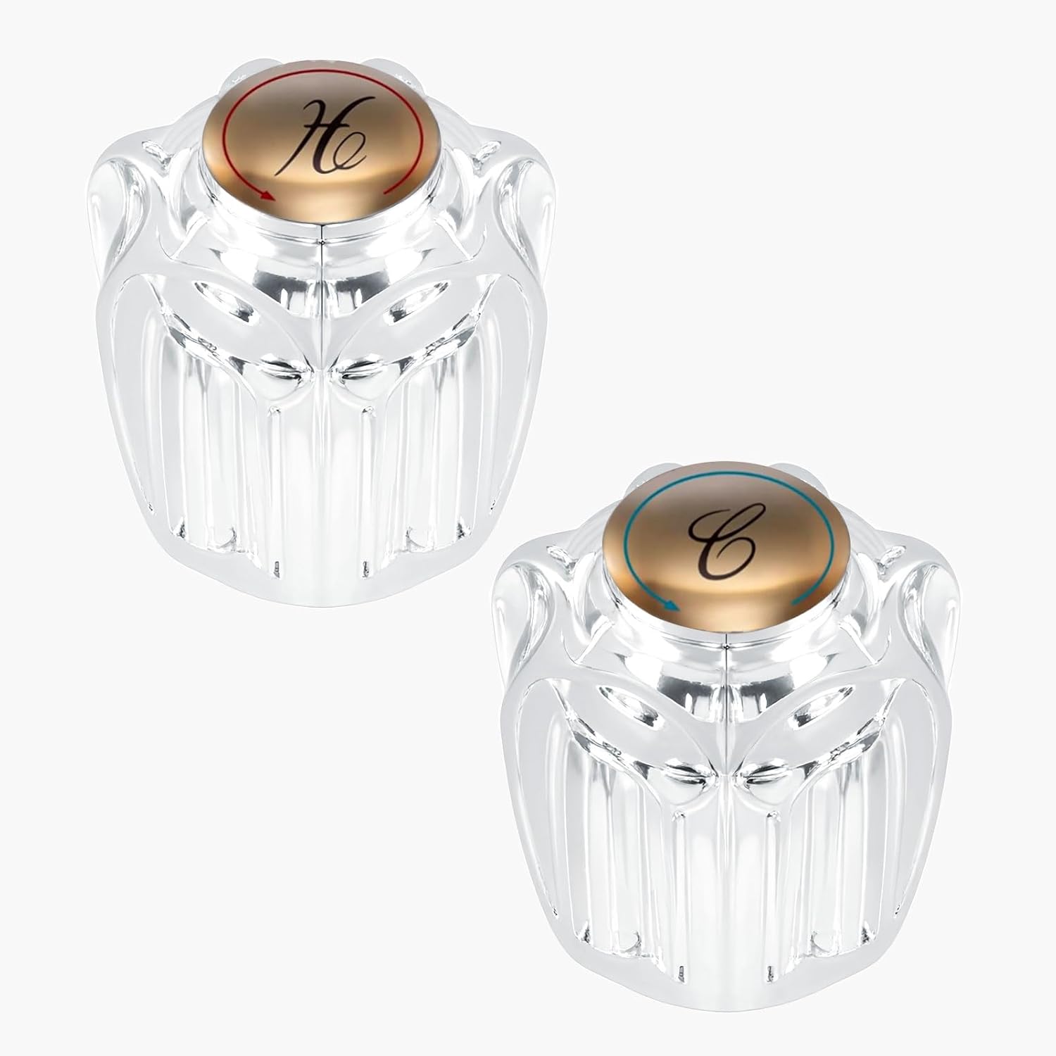 Ryutain Transparent Crystal Shower Knob Replacement 2 Piece Dual ...