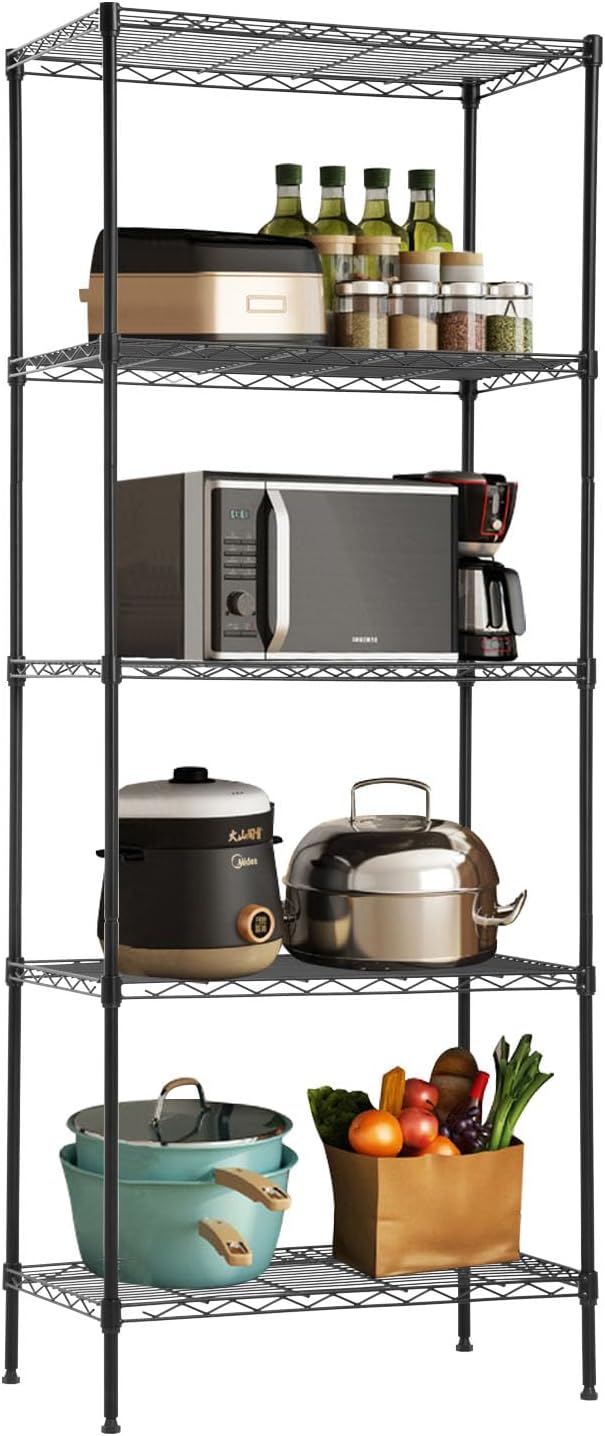 5 Tier Wire Shelving Unit Metal Shelf Organizer Heavy Duty Wire Rack ...
