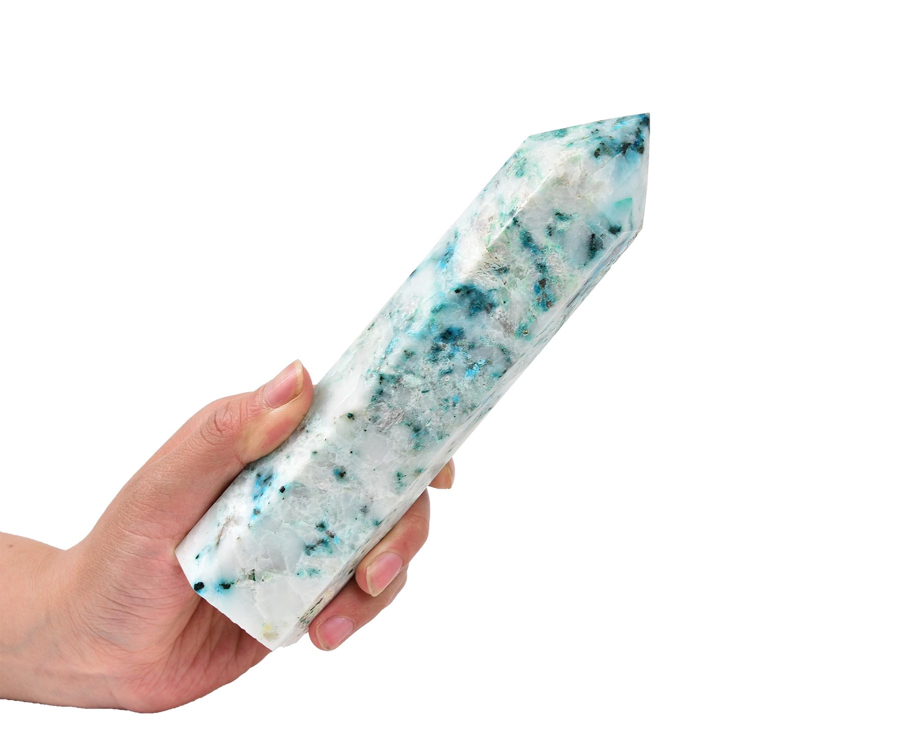 AMOYSTONE Quartz Crystal Hexagonal Obelisk Wand Healing Crystal Pointed ...