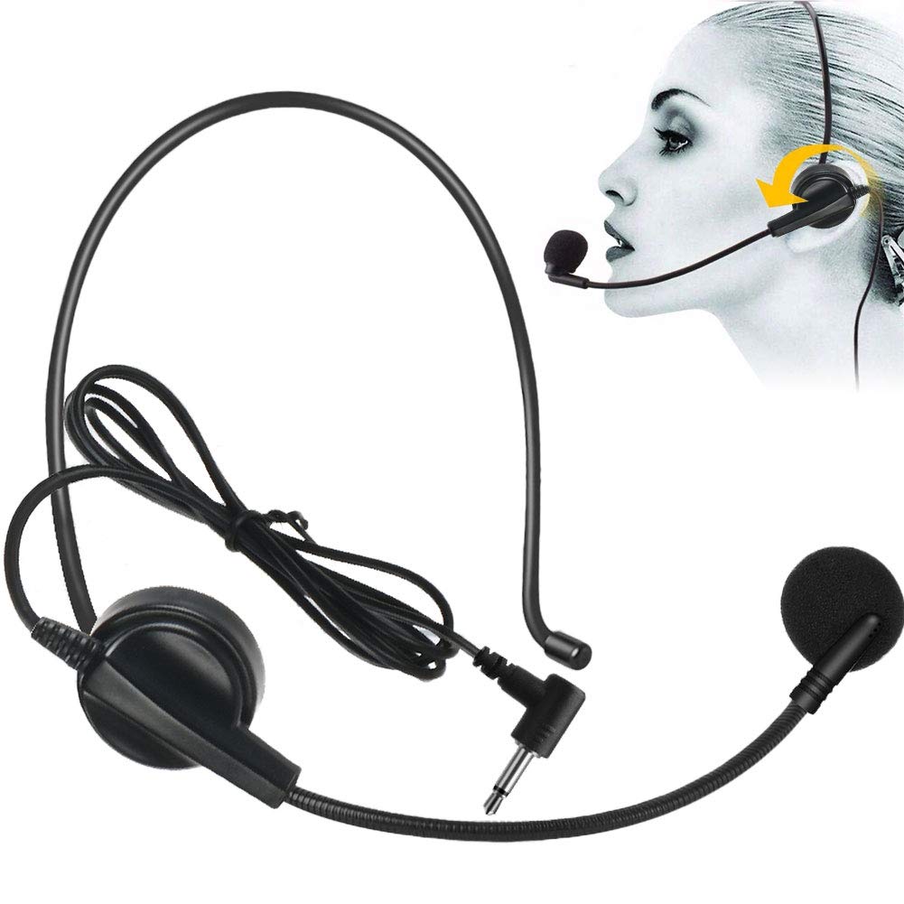 EXMAX Portable Mini Cable Head-mounted Headworn Headset Condenser ...