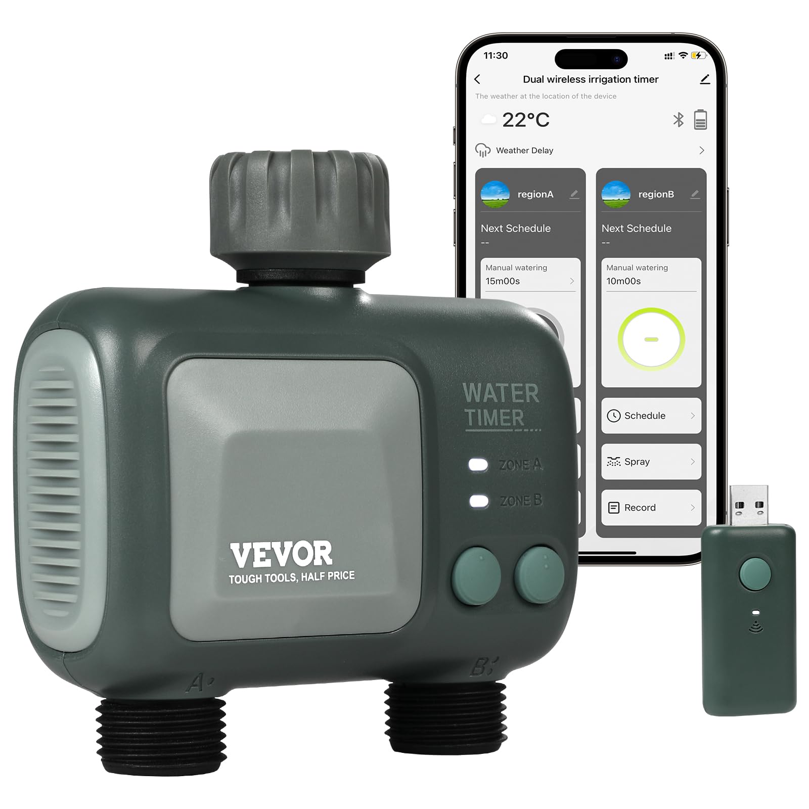 Amazon.com : VEVOR Sprinkler Timer WiFi Water Timer, 2 Outlets, Smart ...
