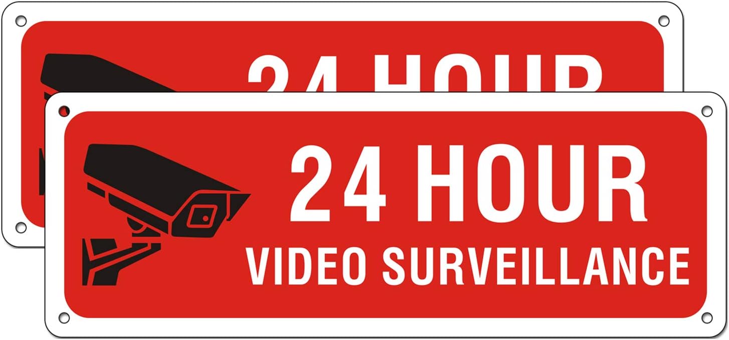 Goodvia CCTV in Operation Sign with Small Size 2x6'' Brushed Aluminum ...