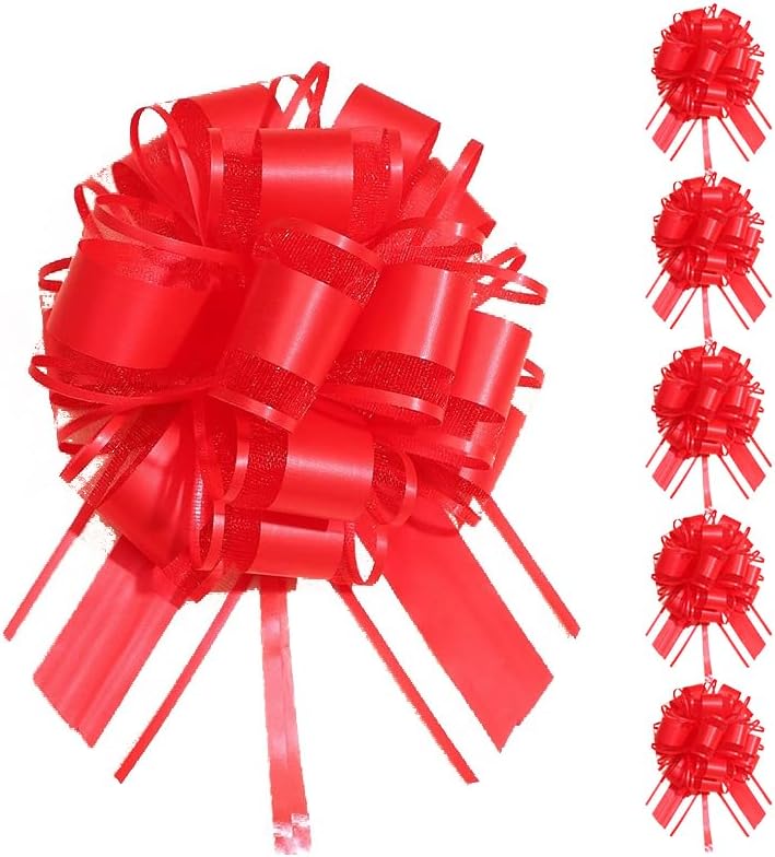 6 PCS Red Pull Bows for Gift Wrapping 6″ Wrap Gift Bows Bow for Gifts ...
