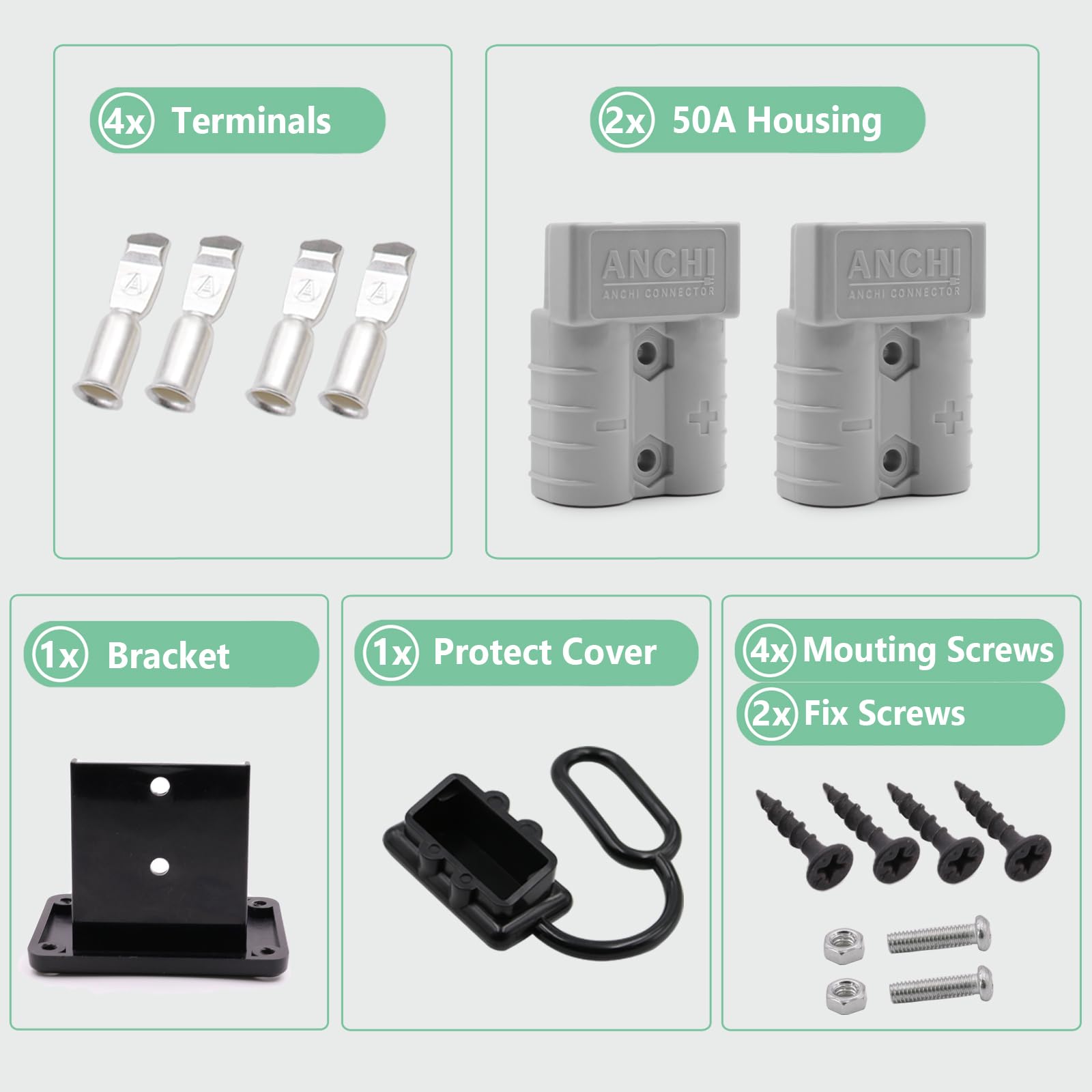 Snapklik.com : ANDCHIER 50 Amp Battery Quick Connect Connector 6-12 ...