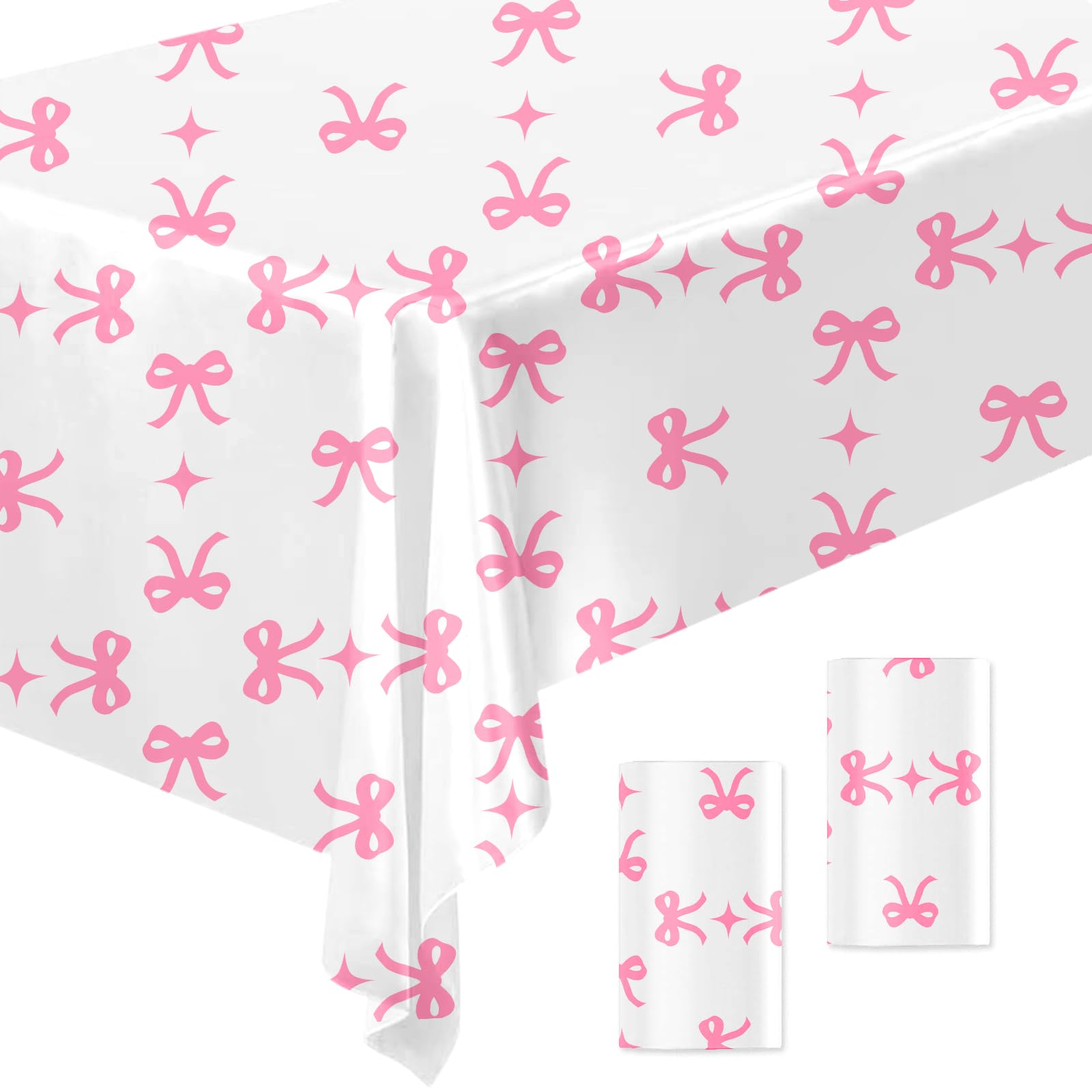 Amazon.com: 2 Pcs Pink Bow Table Cloth Rectangle Table Party Supplies ...