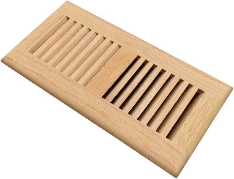 Hardwood White Oak Floor Register, Flush Mount with Frame, 4x10 Inch ...