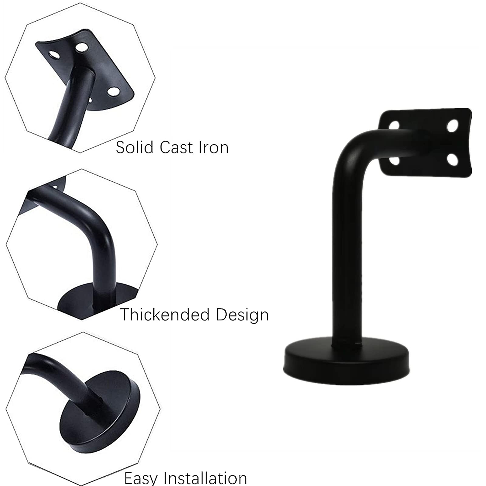 Handrail Brackets RealPlus For Staircase Heavy Duty Steel Stair Railing ...