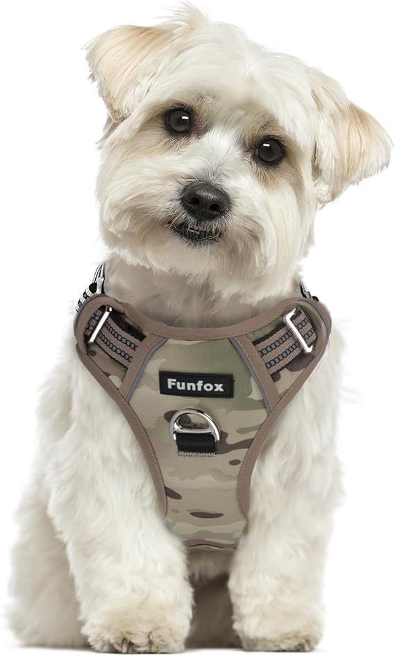 Funfox Dog Harness Small No Pull, Adjustable 2 Clips Anti-Pull Vest ...