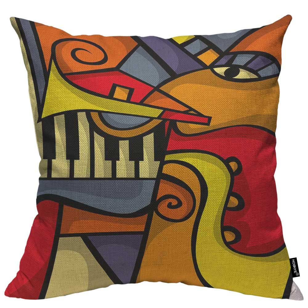 Amazon.com: HOSNYE Abstract Musical Instrument Cotton Linen Throw ...