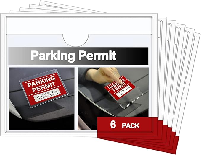 6 Pcs Parking Permit Holder, Transparent Self Adhesive Parking Permit ...