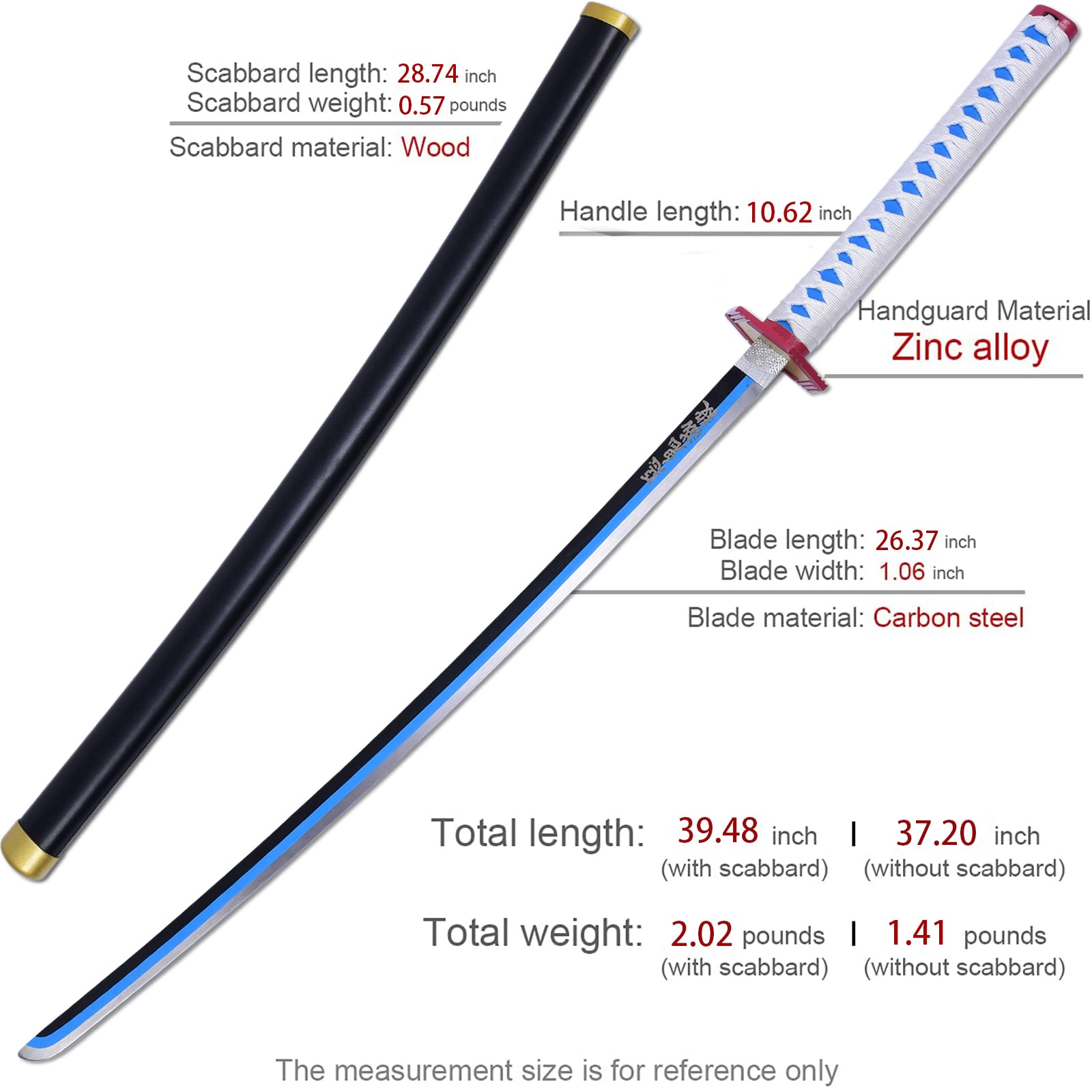 ziqing Katana Anime Cosplay Sword, Demon Slayer Sword Real Metal ...