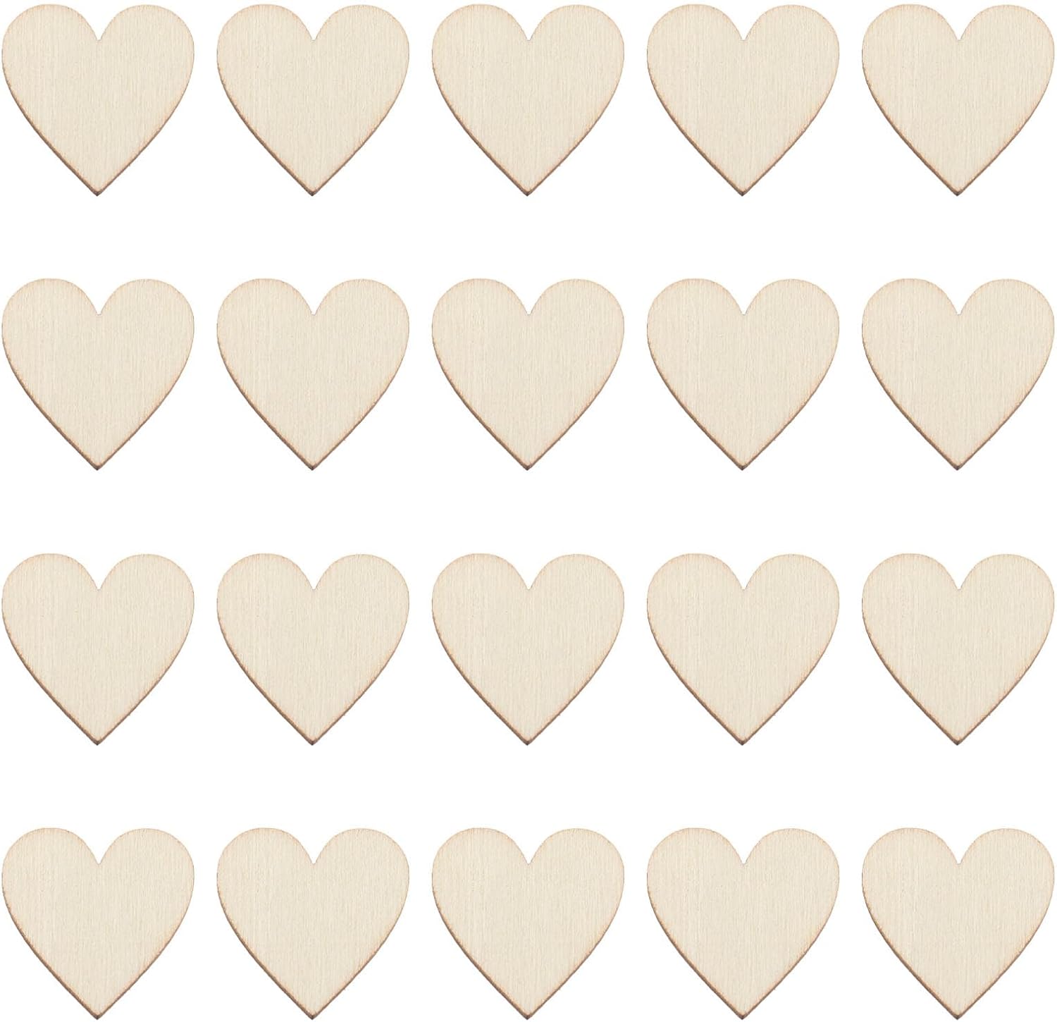 Amazon.com: 100pcs 20mm Unfinished Wooden Heart Slices for DIY Crafts ...