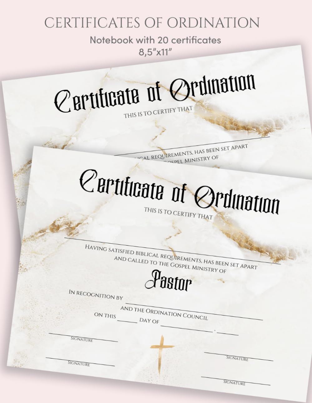 Certificate of Ordination Pastor: Notebook with 20 Ordination ...