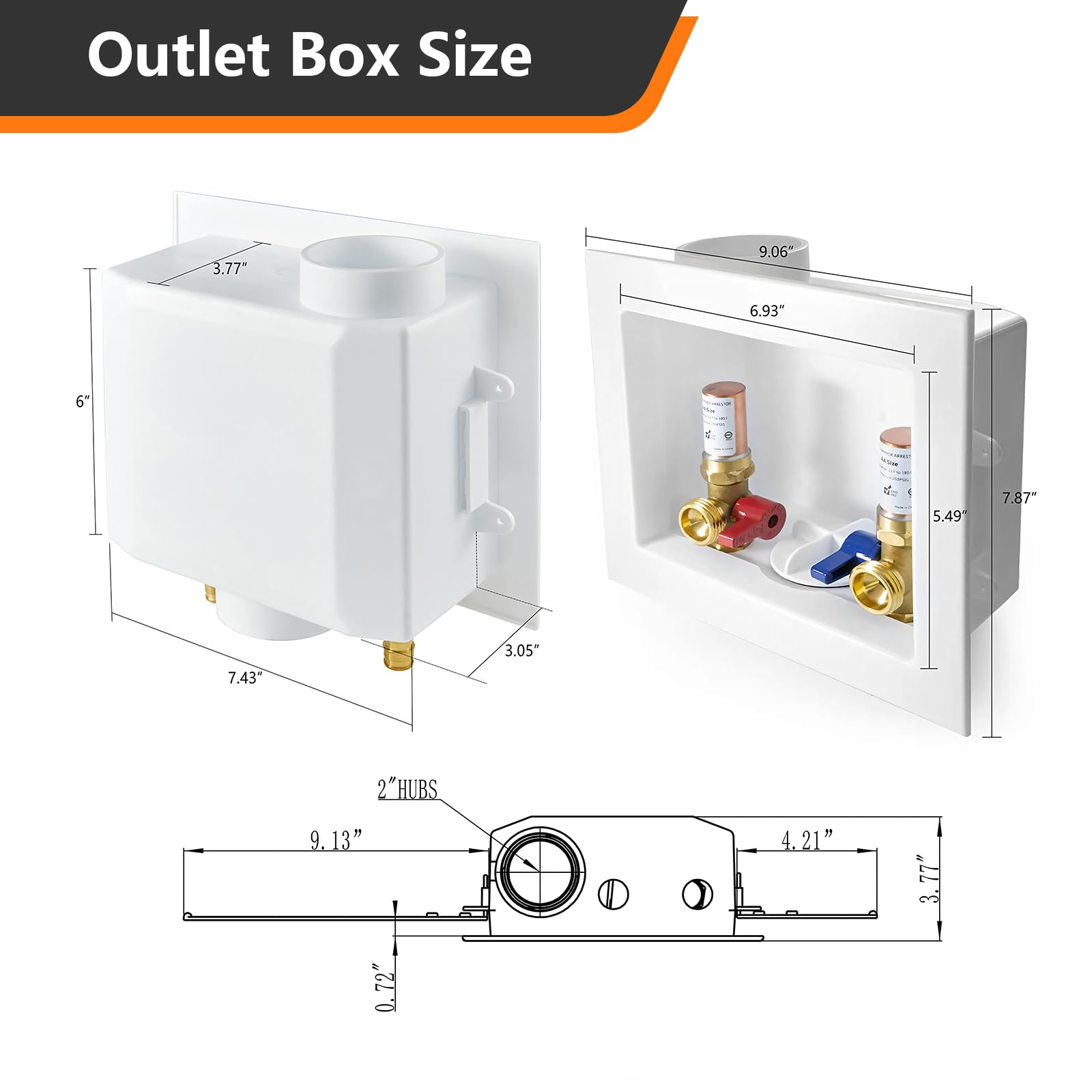 Snapklik.com : HeSun Washing Machine Outlet Box, 1/2 Inch Crimp Pex ...