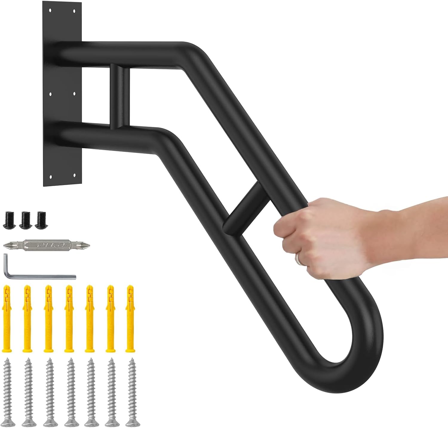 25" Handrails for Outdoor Steps, Grab Bars for Elderly for Wall, Grab ...