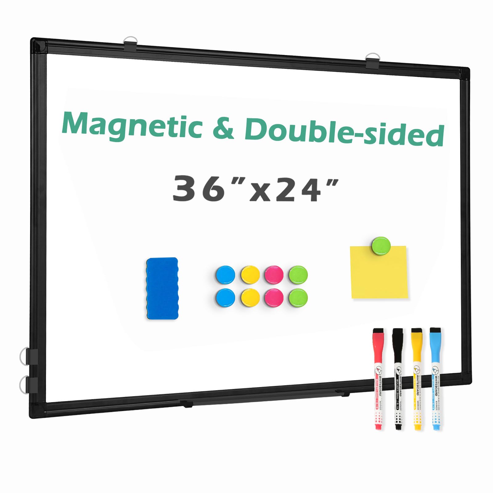 Double Sided Magnetic White Board?36"x24" Dry Erase Whiteboard for Wall ...