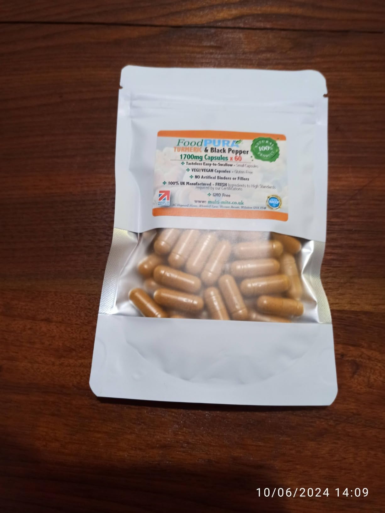 FoodPURA Turmeric with Black Pepper Capsules High Strength 1700mg HACCP ...