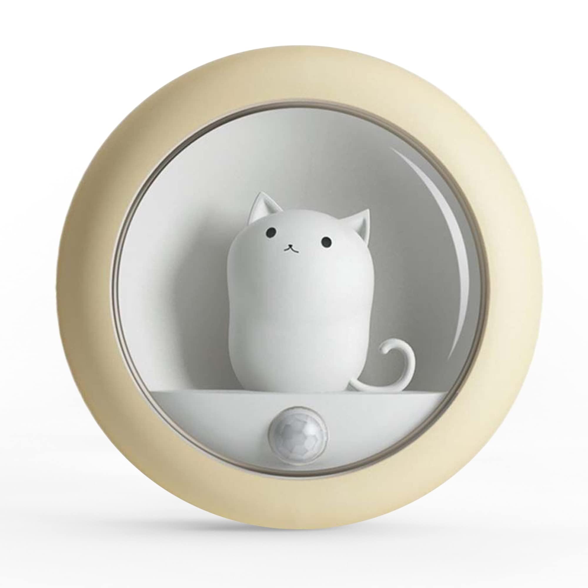 Attivolife Cute Cat Night Light, Motion Sensor LED Yellow Lamp with ...