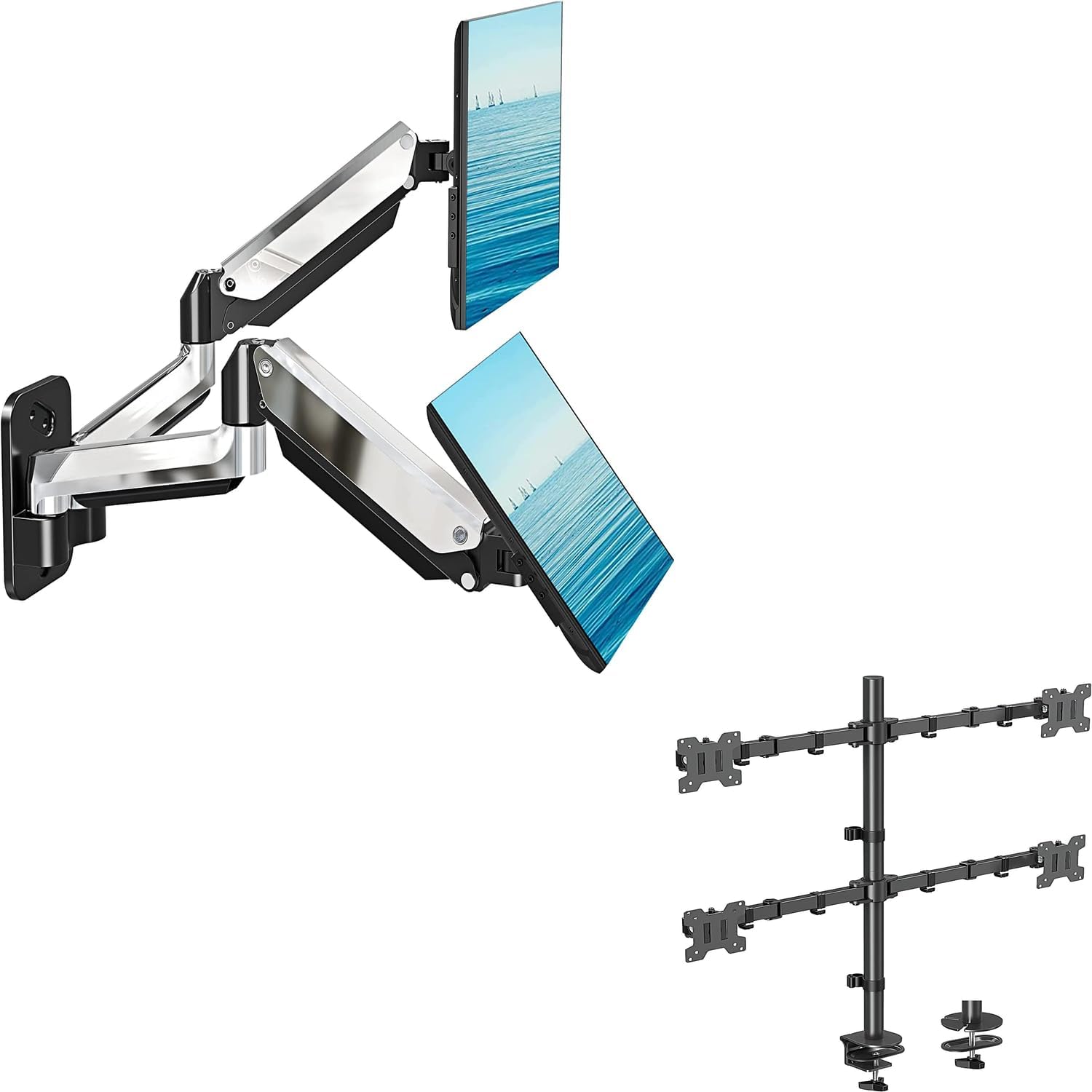 Amazon.com: MOUNTUP Quad Monitor Stand, 4 Monitor Desk Mount for 13 to ...