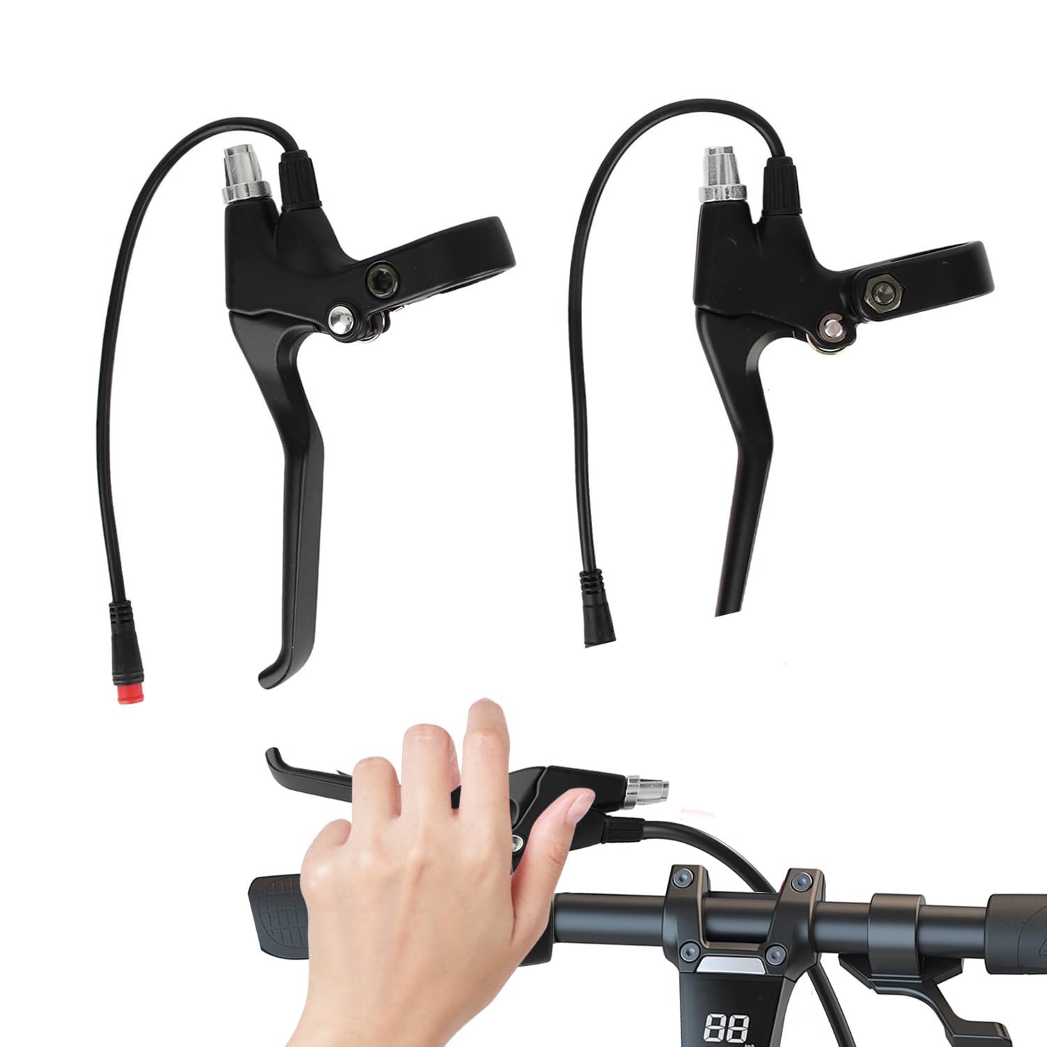 Tissting 1 Pair Brake Lever 22mm 2 Wire Aluminum Alloy Ebike Handle ...