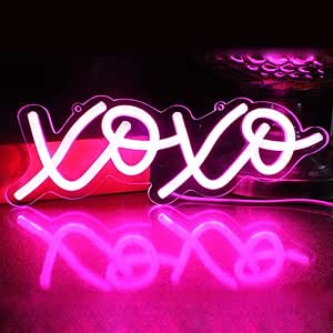XOXO Pink LED neon Light Sign Night Lights for Wall Decor Light Up ...