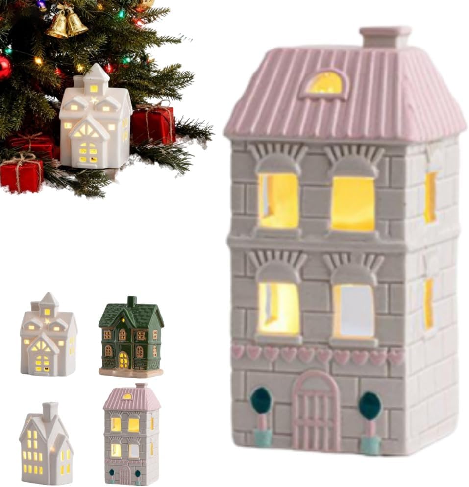 Amazon.com: White Christmas Village Houses,Ceramic Houses with ...