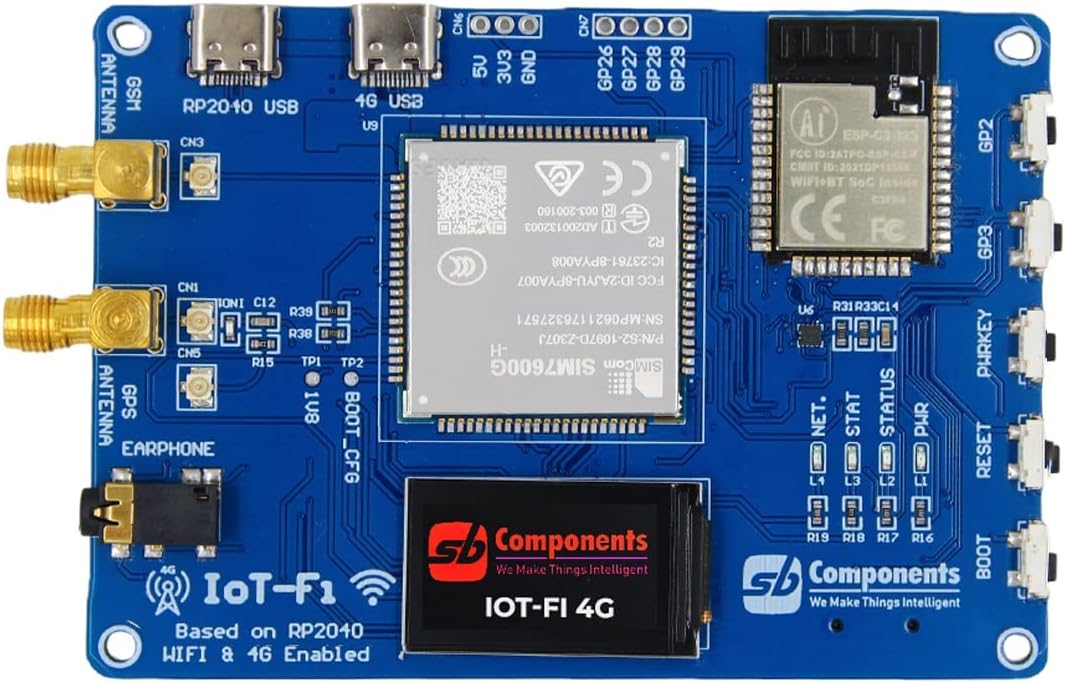 Amazon.com: Placa IoTFi 4G/2G IoT basada en Raspberry Pi RP2040 y módulo WiFi ESP32-12E, kit de ...