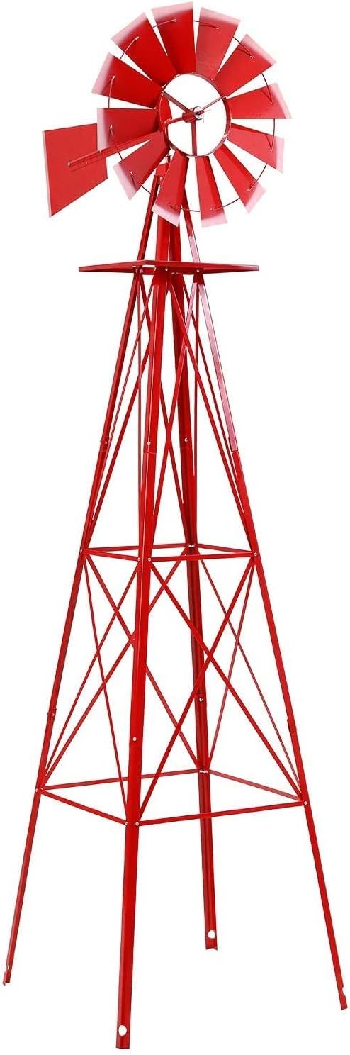 Amazon.com: Valley #GTWM-08R 8 Foot Steel Windmill, RED COLOR : Patio ...