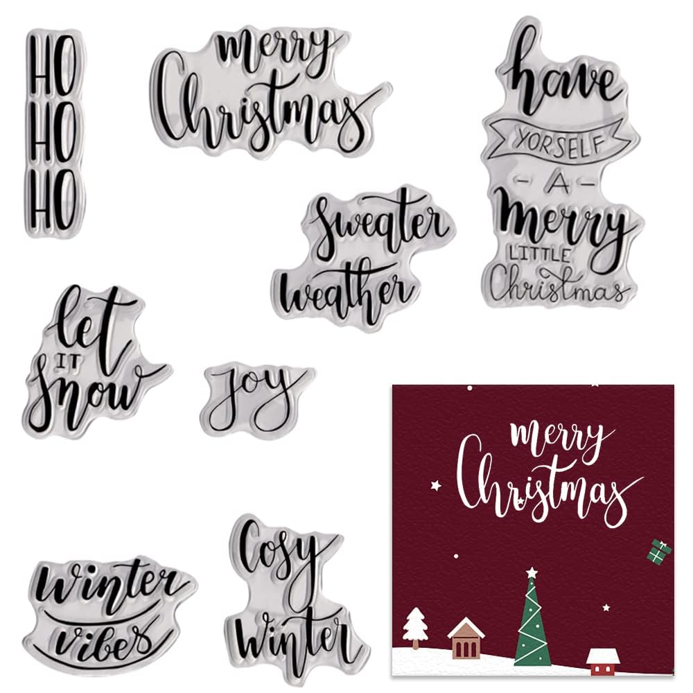 Amazon.com: Hying Merry Christmas Words Clear Stamps for Card Making ...