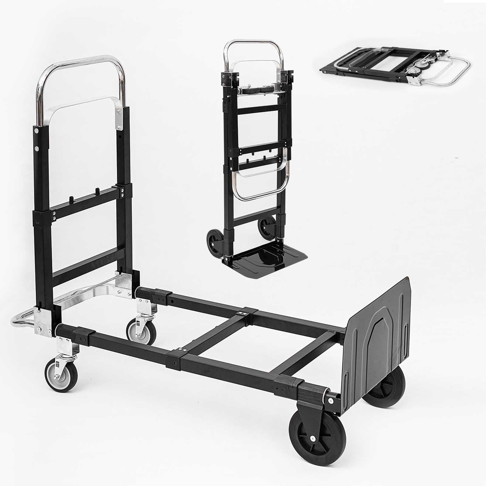 3-in-1 Foldable Hand Truck, 600lbs Heavy Duty Multi-Purpose Compact ...