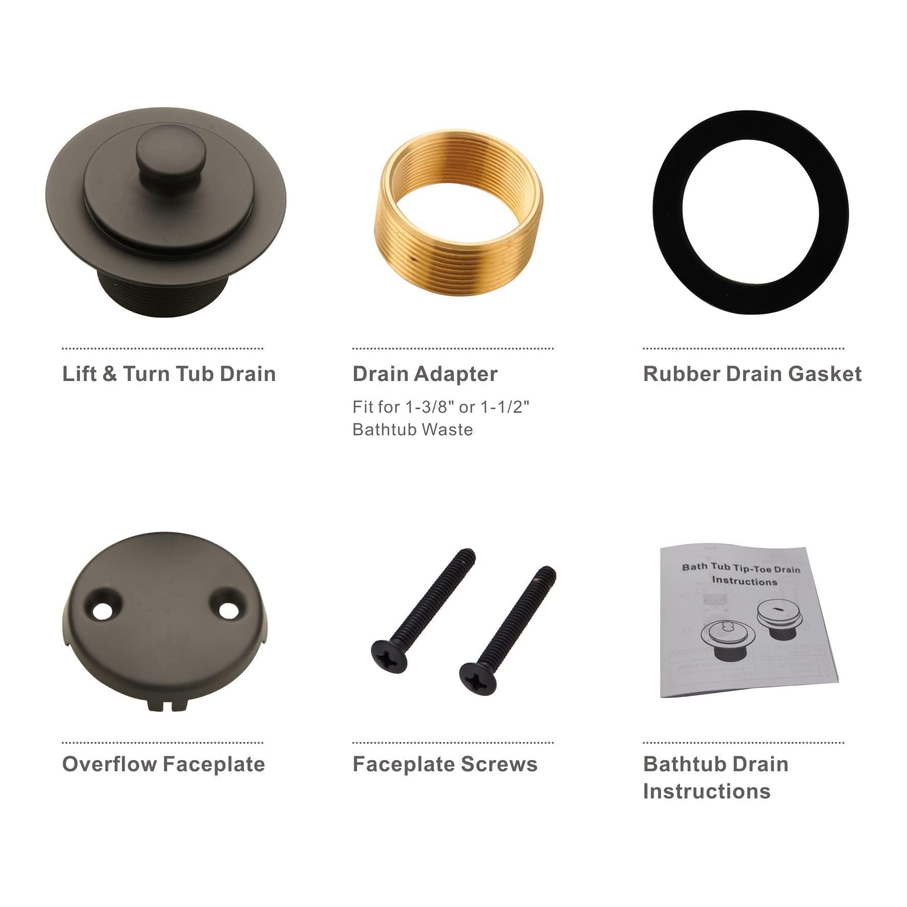 Snapklik.com : Bronze Bathtub Tub Drain Conversion Kit Assembly, Wellup ...