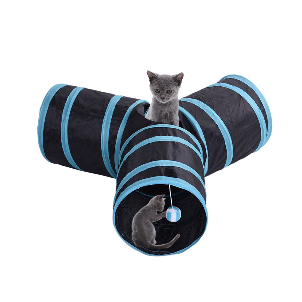 Pet Tunnel Tube Cat Toys,3 Way Extensible Collapsible, Cat Tunnels for ...
