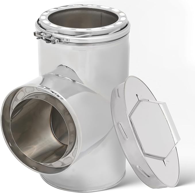 Amazon.com: P Polerden Chimney Pipe Tee with Clean-Out Cap and 2 Twist ...