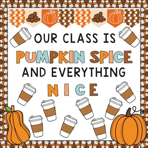 Amazon.com: Thanksgiving Latte Bulletin Board Set Fall Coffee Cup ...