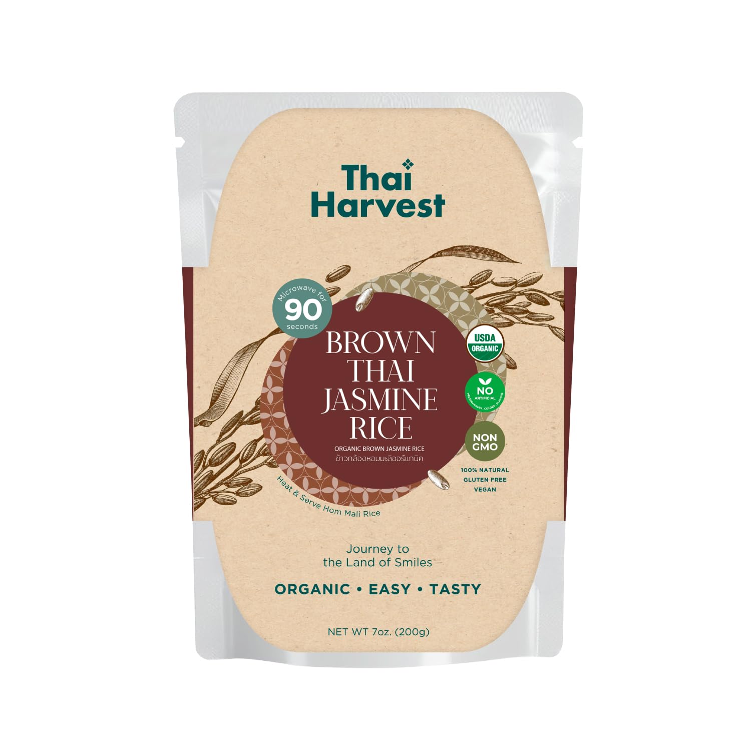 Amazon.com : THAI HARVEST 100% USDA Organic Brown Jasmine Rice 7 Ounce ...